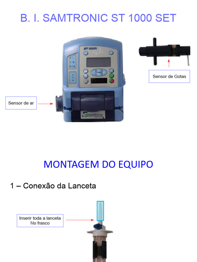 Bomba de Infusão - Samtronic - ST 1000 SET - Apresentação | PDF