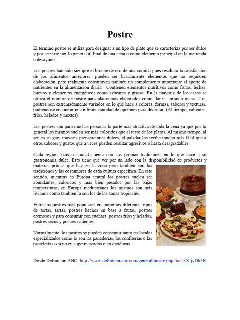 Tema de Postres | PDF | Postres | Crema