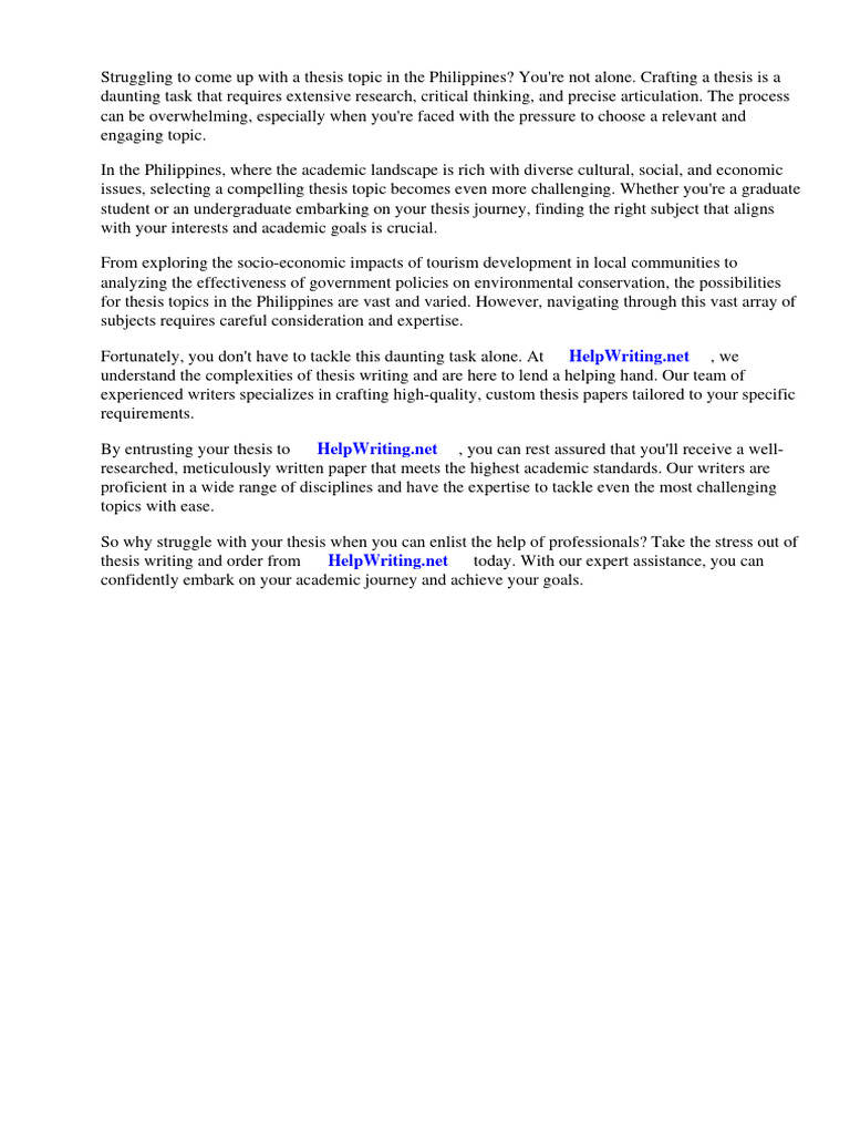Example of Thesis Topics in The Philippines | PDF | Thesis | Tagalog ...