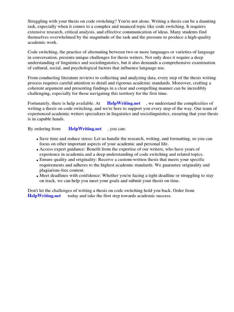 Thesis On Code Switching | PDF | English Language | Second Language