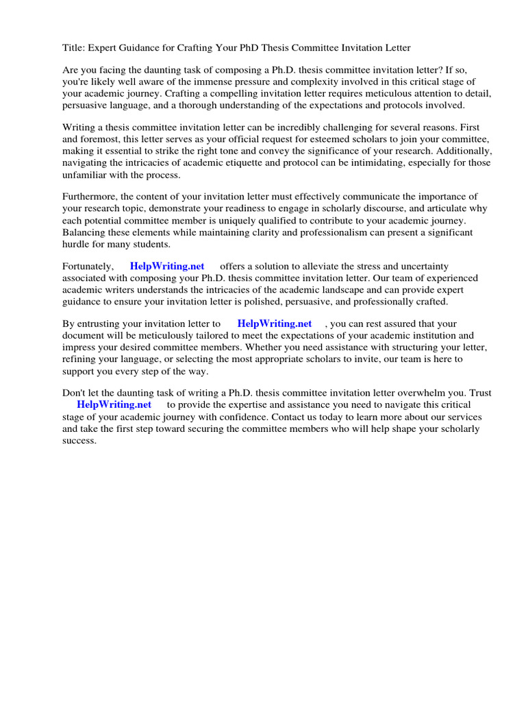 PhD Thesis Committee Invitation Guide | PDF | Thesis | Expert