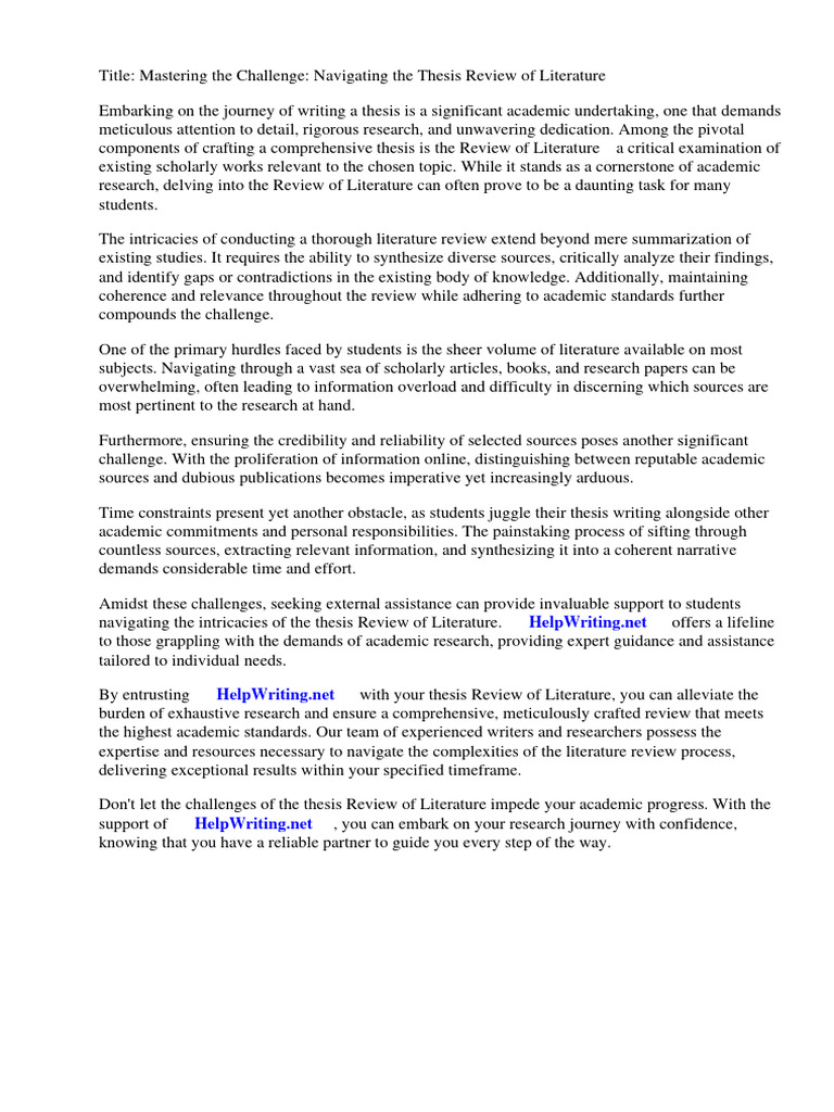 Thesis Review of Literature | PDF | Thesis | Rock (Geology)