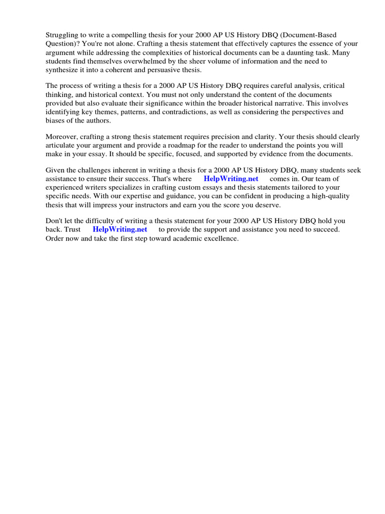 Crafting a Strong AP US History DBQ Thesis | PDF | Essays | Thesis