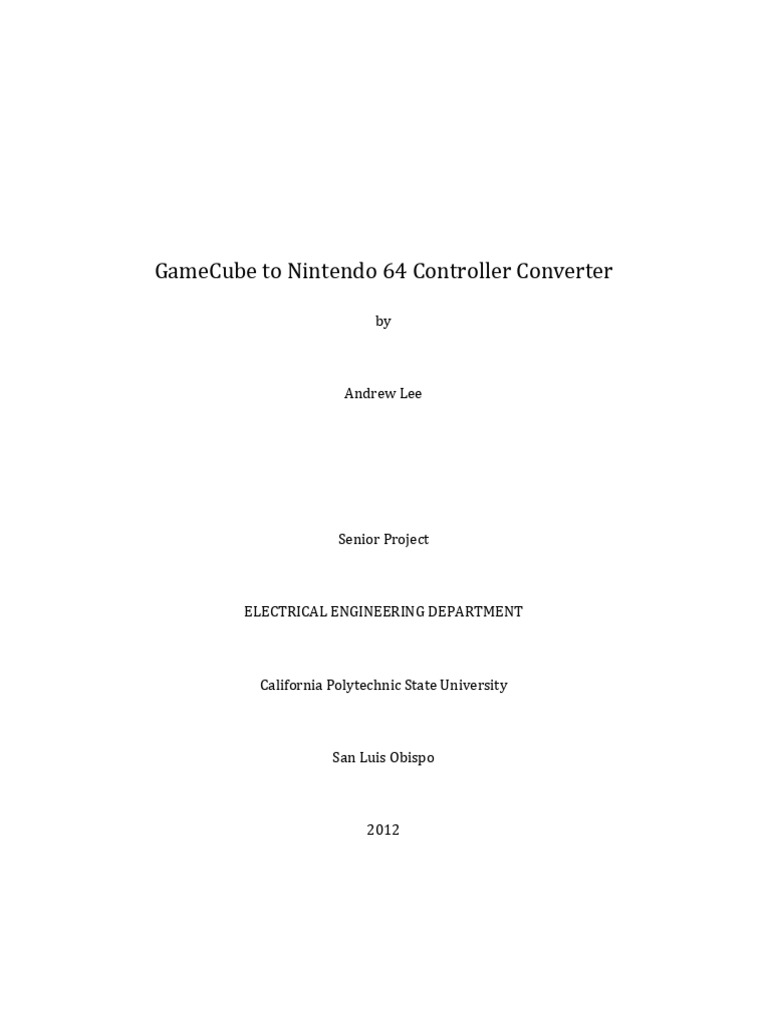 GameCube To Nintendo 64 Controller Converter | PDF
