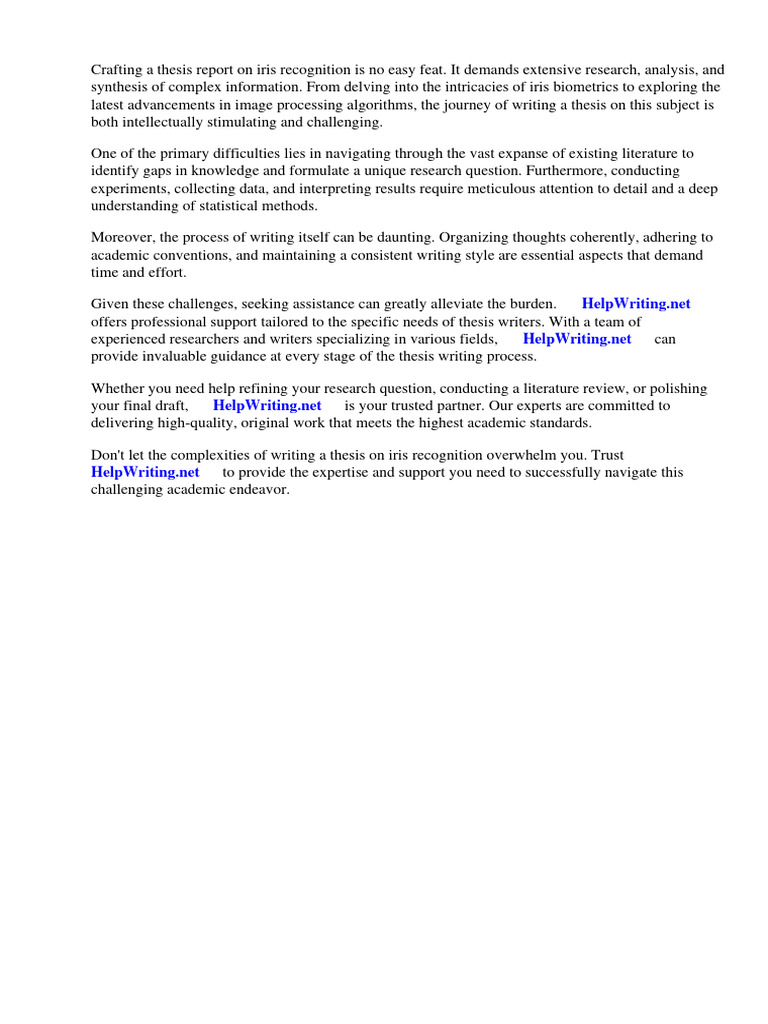 Thesis Report On Iris Recognition | PDF | Biometrics