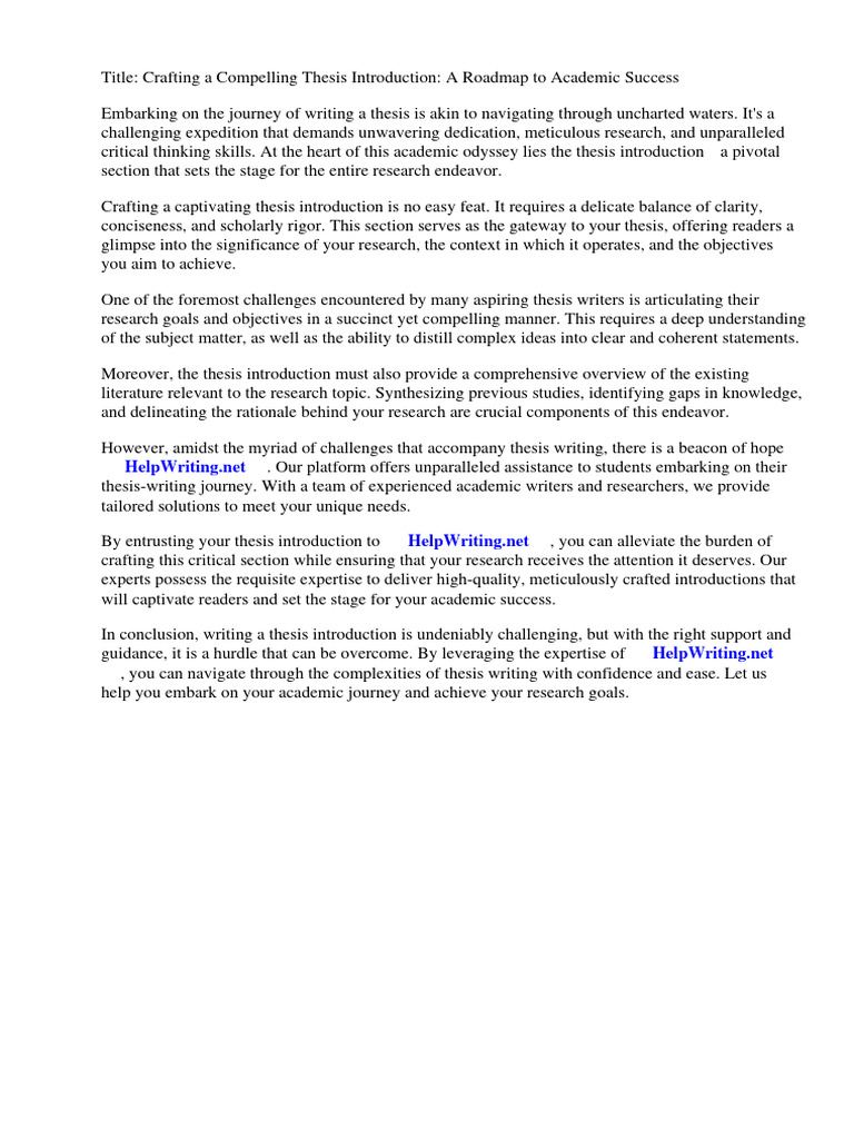 Sample Thesis Introduction | PDF | Thesis | Essays