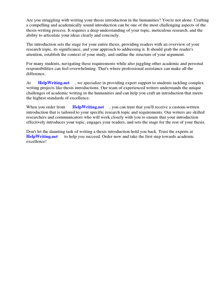 How To Write A Thesis Introduction Humanities | PDF | Thesis | Essays