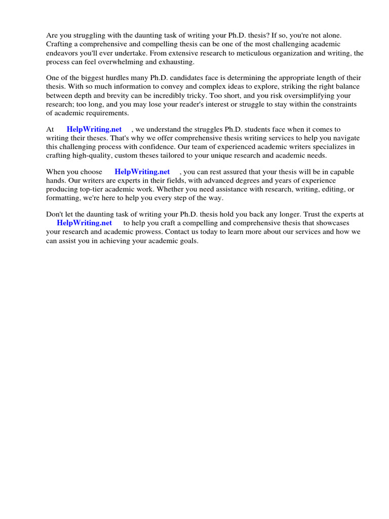 PHD Thesis Length Words | PDF | Thesis