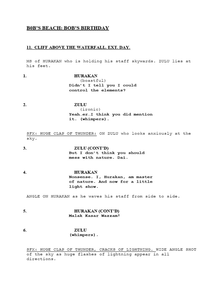 Bob's Beach - Script | PDF