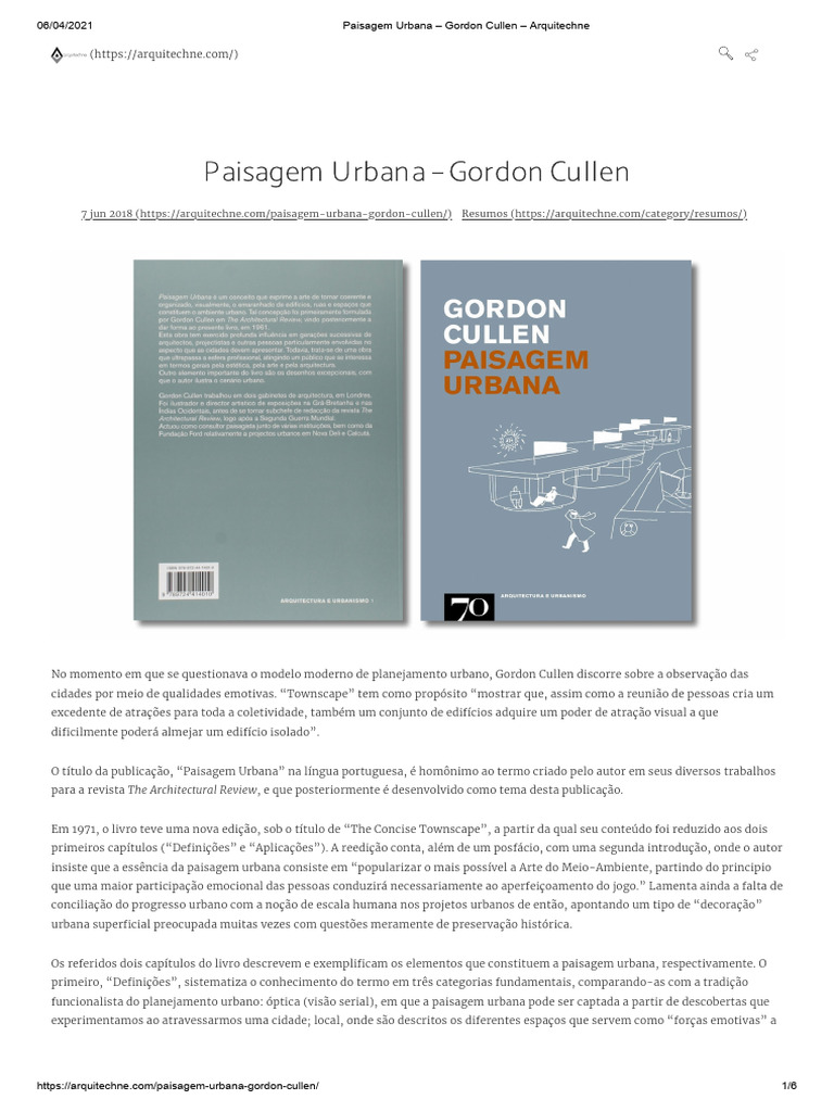 Paisagem Urbana - Gordon Cullen - Arquitechne | PDF | Paisagem