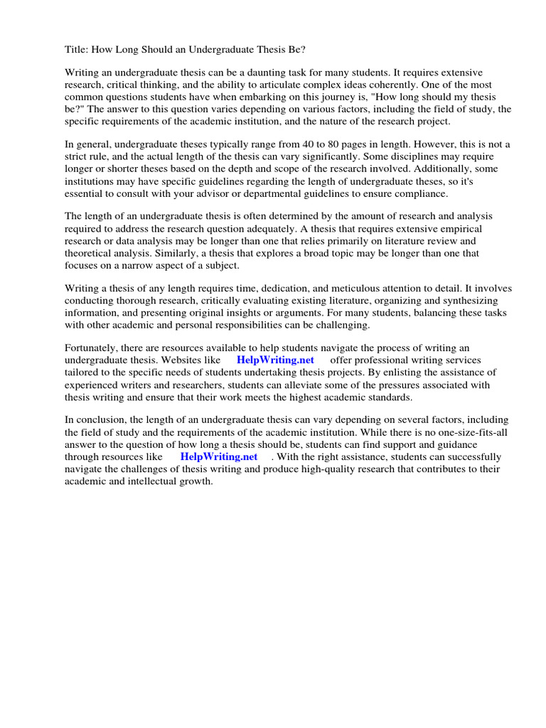 How Long Should an Undergraduate Thesis Be | PDF | Thesis | Essays