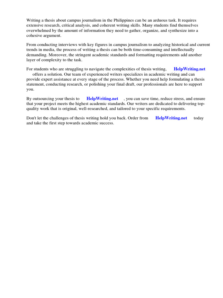 Thesis About Campus Journalism in The Philippines | PDF | Thesis ...