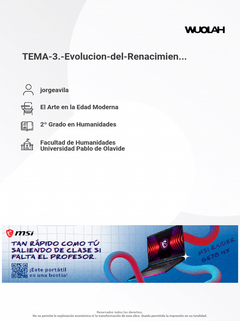 Wuolah Free TEMA 3. Evolucion Del Renacimiento en Espana | PDF | Renacimiento | España