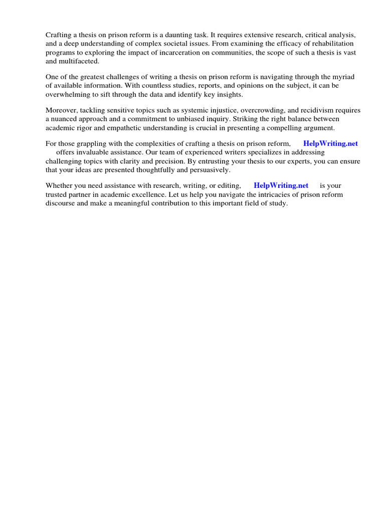 Prison Reform Thesis | Download Free PDF | Prison | Recidivism