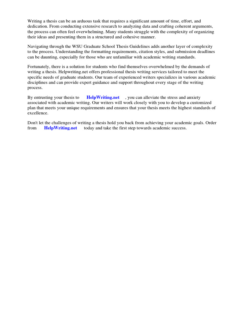 Wsu Graduate School Thesis Guidelines | PDF | Thesis | Methodology