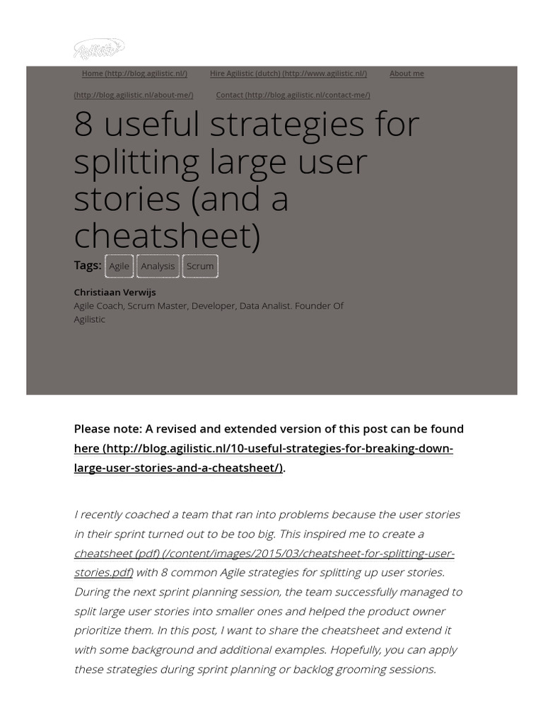 StorySplitting - 8 Useful Strategies For Splitting Large User Stories ... StorySplitting - 8 Useful Strategies For Splitting Large User Stories ...