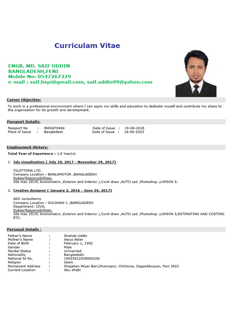 Engr. Md. Saif Uddin (IEB-20634) CVPDF | PDF