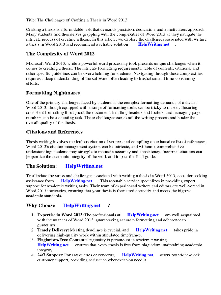 Thesis in Word 2013 | PDF | Thesis | Microsoft Word