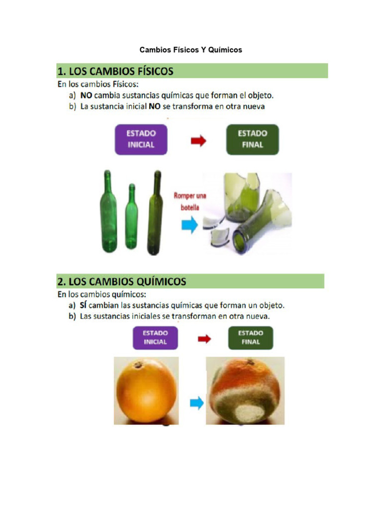 Cambios Físicos y Químicos en Materia | PDF