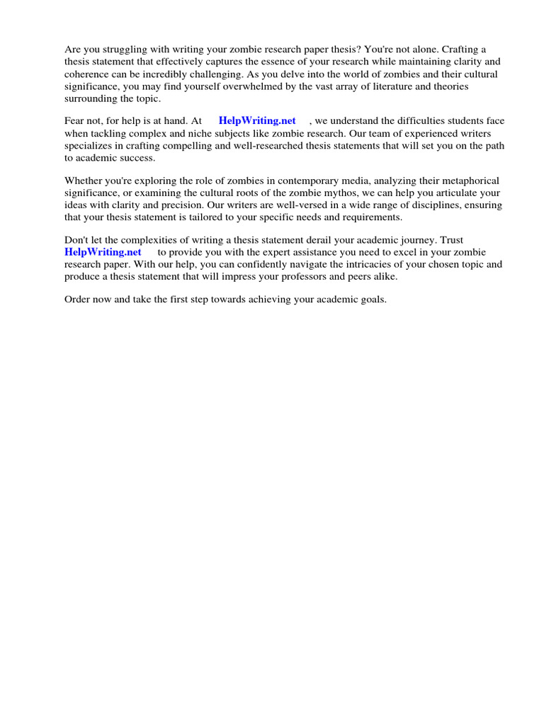 Zombie Research Paper Thesis | PDF | Zombies | Thesis