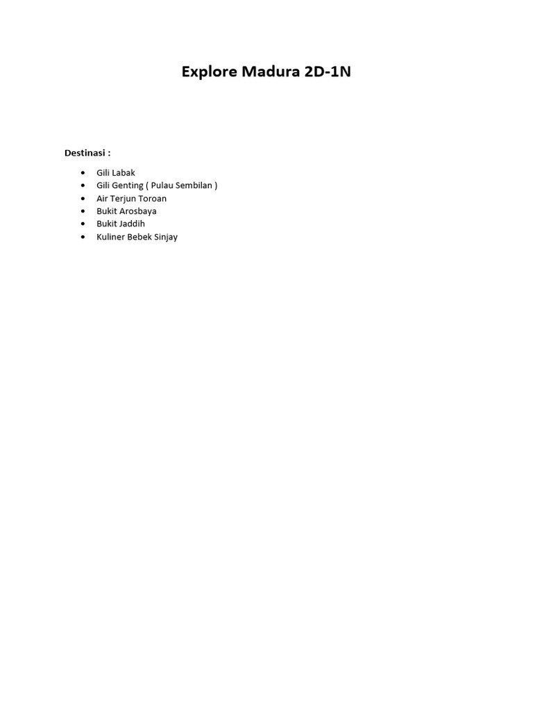 Explore Madura 2D1N | PDF | Perjalanan | Griya & Taman