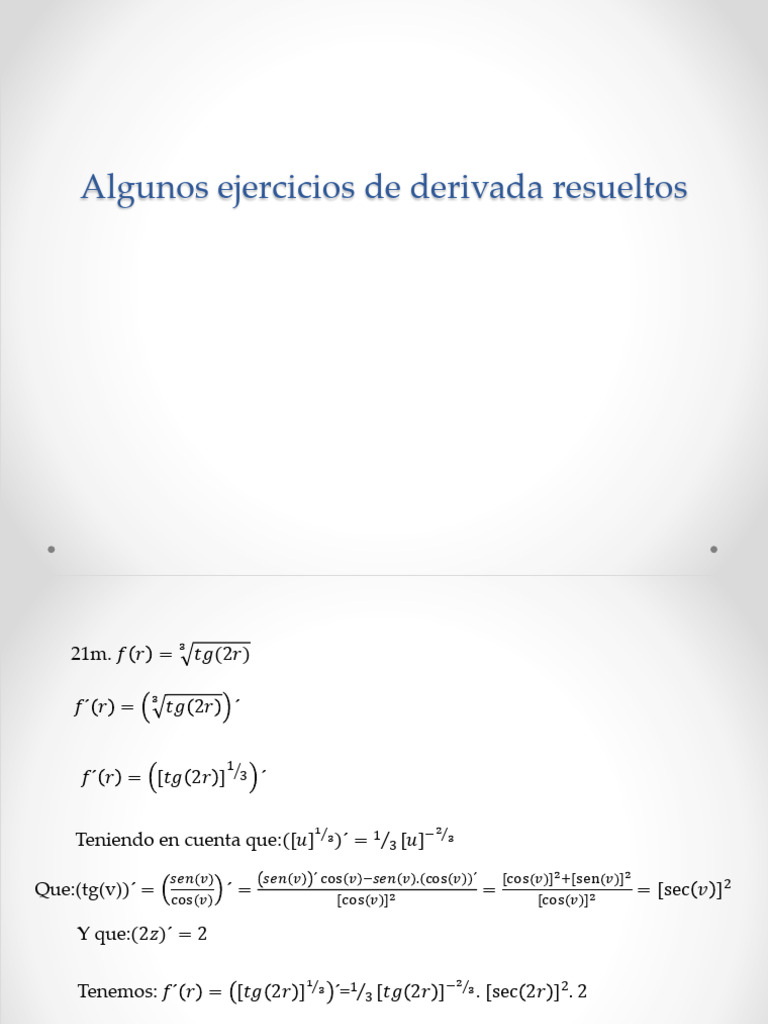 Algunos Ejercicios de Derivadas Resueltos | PDF | Logaritmo | Matemáticas