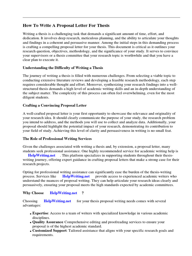 How to Write a Proposal Letter for Thesis | PDF | Thesis | Methodology