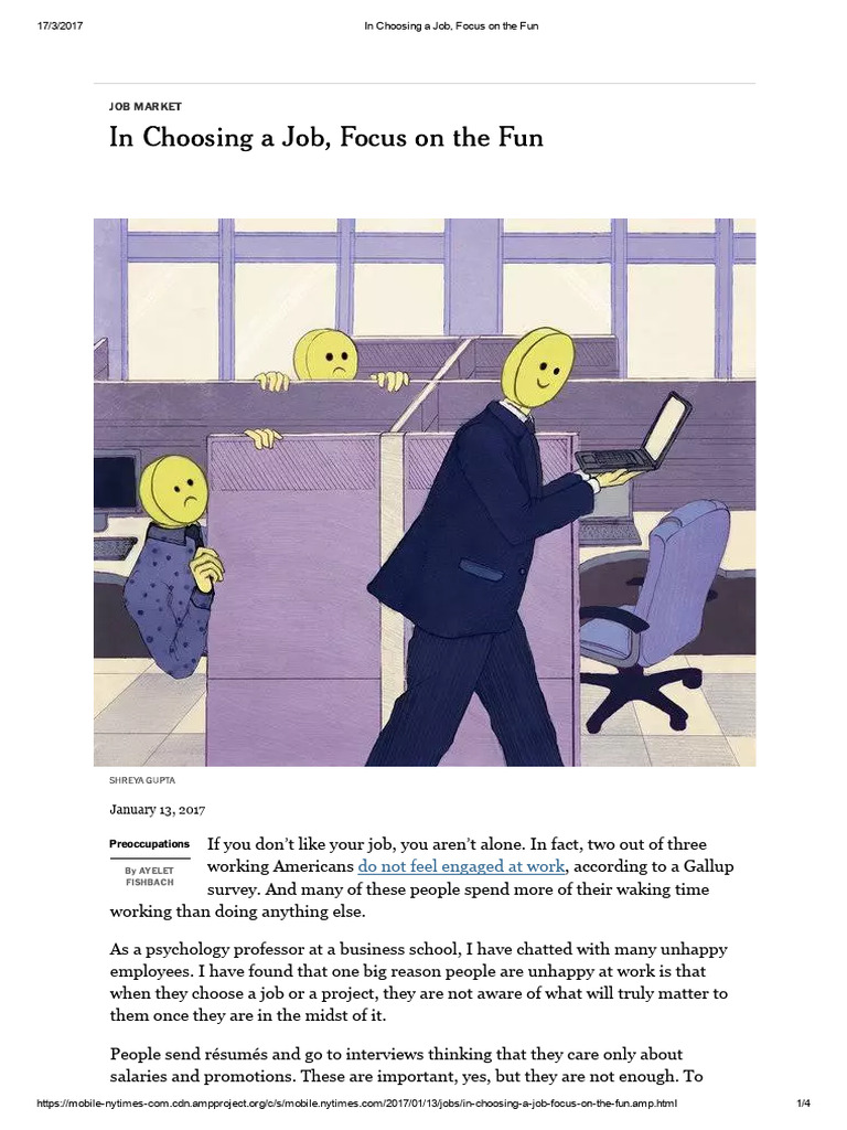 In Choosing A Job, Focus On The Fun | PDF | Pleasure | Job Satisfaction