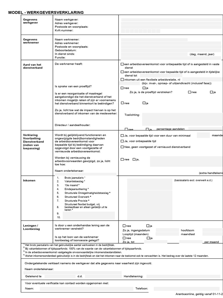 Werkgeversverklaring | PDF