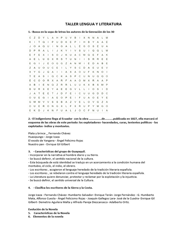 Taller Lengua y Literatura 10mo. | PDF | Historia | Ficción general