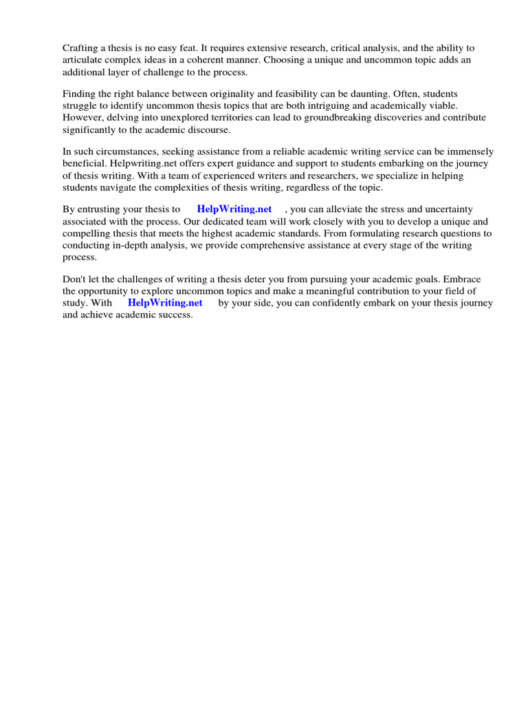 Unique Thesis Topic Guidance and Support | PDF