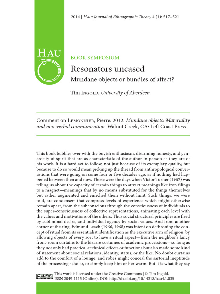Mundane Objects in Nonverbal Communication | PDF | Rituals | Anthropology