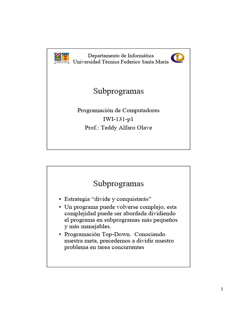 Tema7 Subprogramas | Descargar gratis PDF | Parámetro (programación de computadora) | Puntero ...