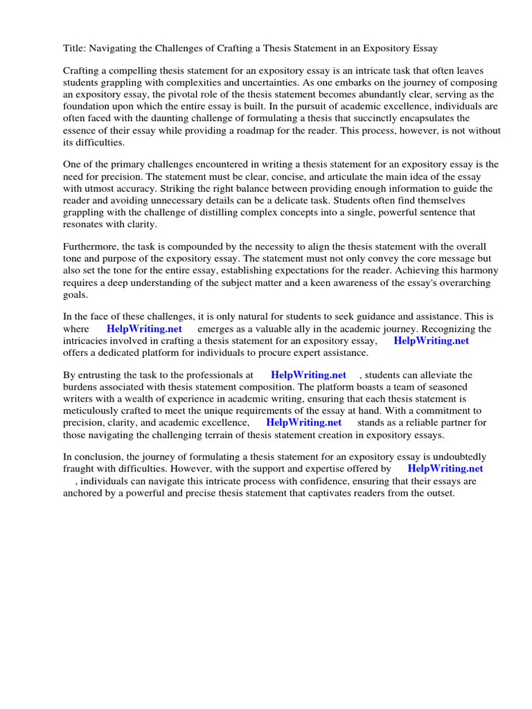 Thesis Statement in An Expository Essay | PDF | Essays | Idea