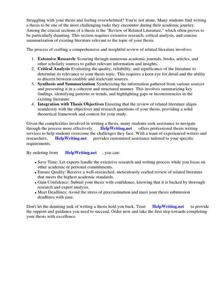 Review of Related Literature Sample in Thesis | PDF | Essays | Thesis