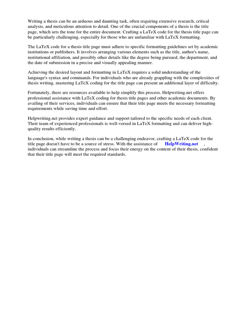 Latex Code For Thesis Title Page | PDF | Thesis | Computing