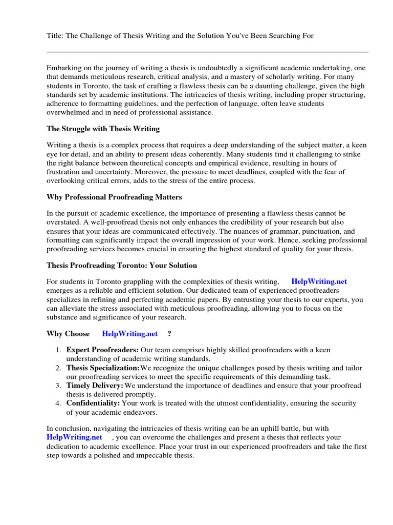 Thesis Proofreading Toronto | Download Free PDF | Proofreading | Editing
