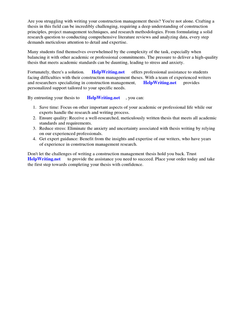 Construction Management Thesis Sample | PDF | Thesis | Consultant