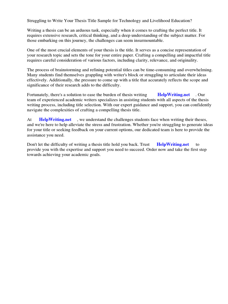 Thesis Title Sample for Technology and Livelihood Education | PDF | Thesis | Mobile App