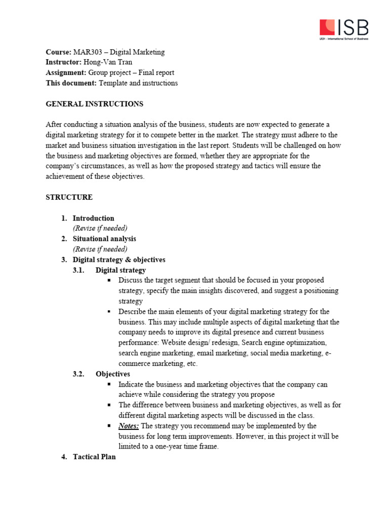 A1 - Final Report - Template Instruction | PDF | Digital Marketing ...