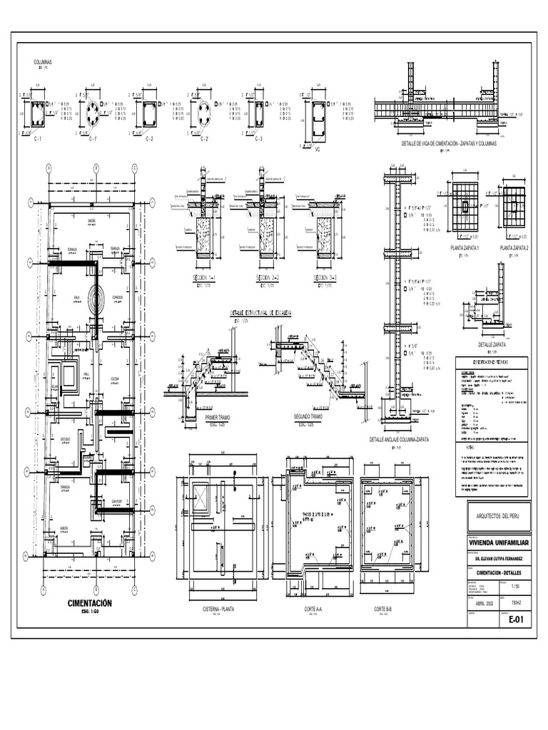 Planos de Estructuras E-1 | PDF