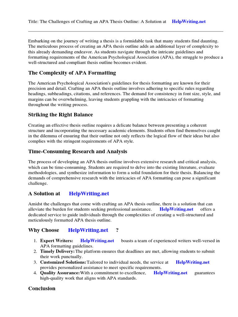 Apa Thesis Outline Sample | PDF | Apa Style | Thesis
