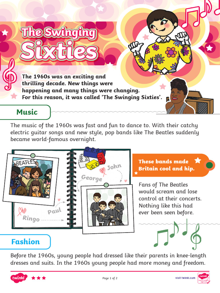 The Swinging Sixties Differentiated Reading Comprehension Activity | PDF