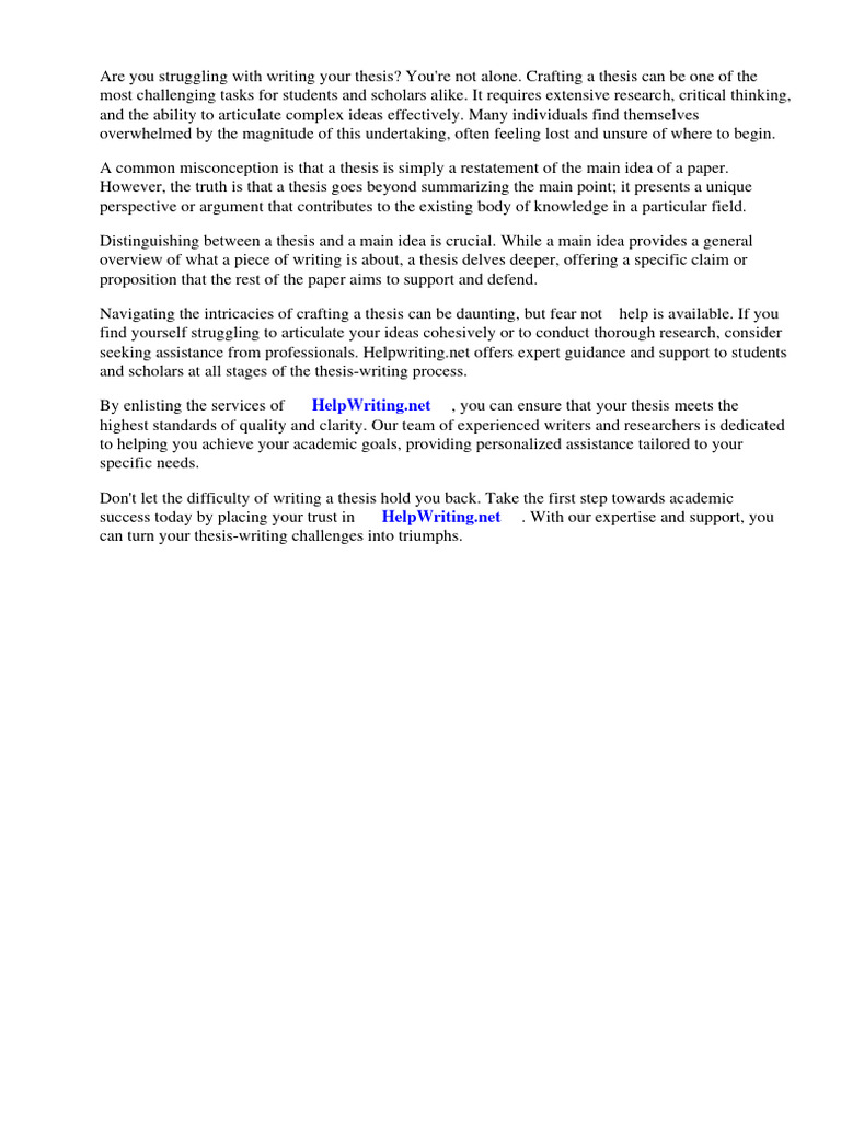 Difference Thesis and Main Idea | PDF | Thesis | Essays