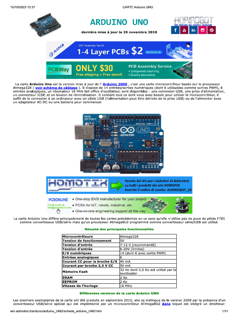 CARTE Arduino UNO | PDF