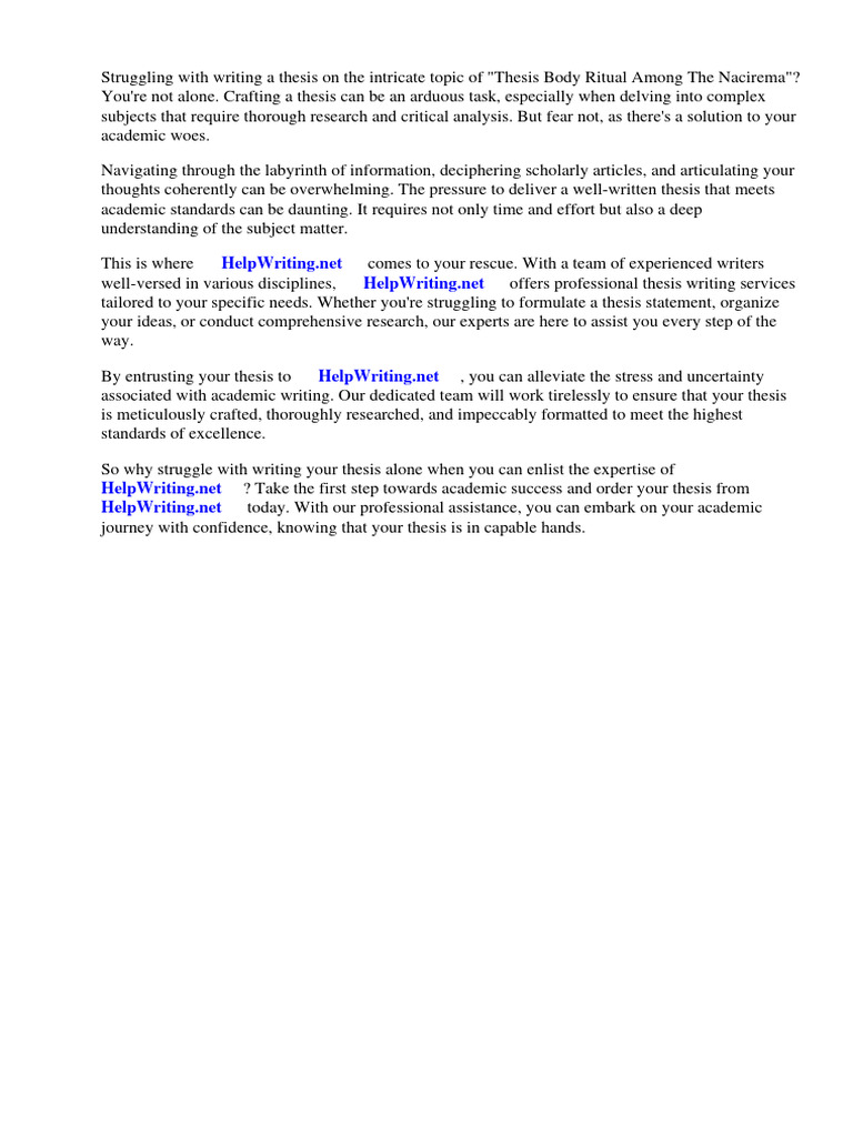 Thesis Body Ritual Among The Nacirema | PDF | Rituals | Experience