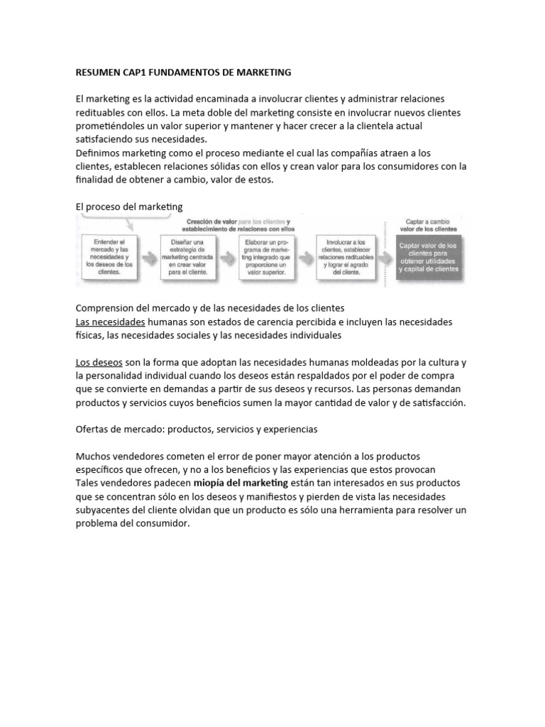 Resumen Cap1 Fundamentos de Marketing | PDF | Marketing | Producto (Negocio)