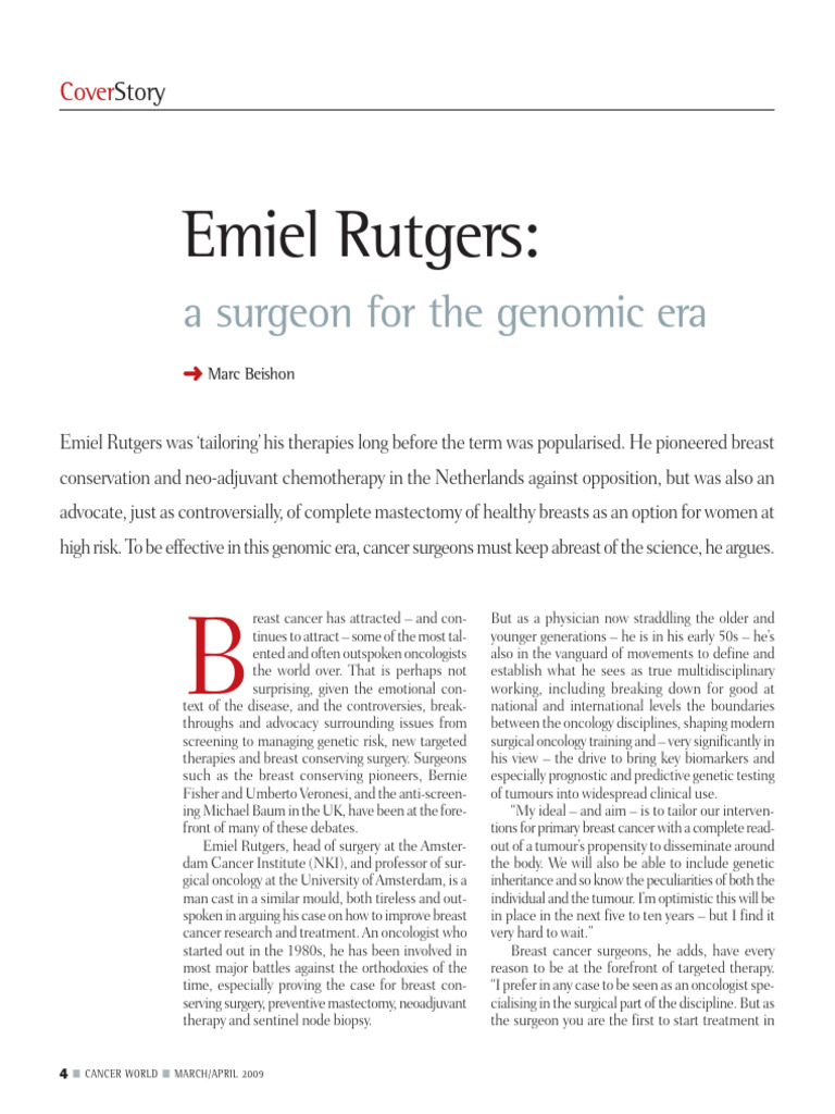 Emiel Rutgers: A Surgeon For The Genomic Era | PDF