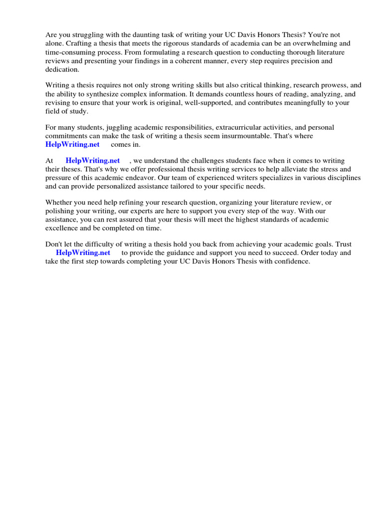 Uc Davis Honors Thesis | PDF