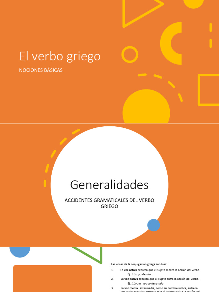 El Verbo Griego | PDF | Verbo | Conjugación gramatical